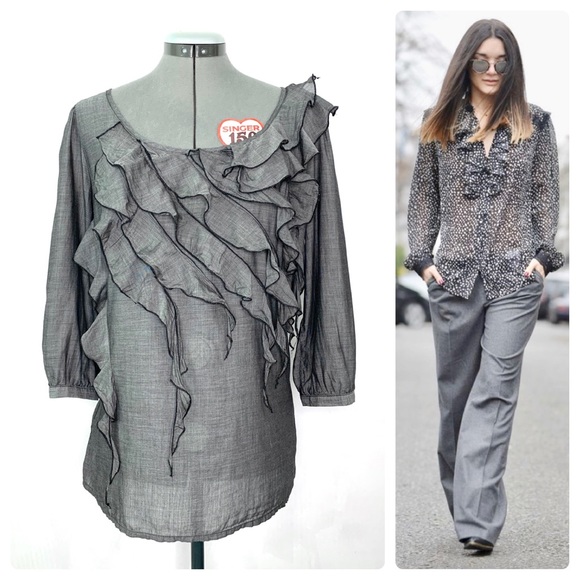 Sisley | Tops | Sisley Asymmetrical Ruffle Waterfall Blouse | Poshmark